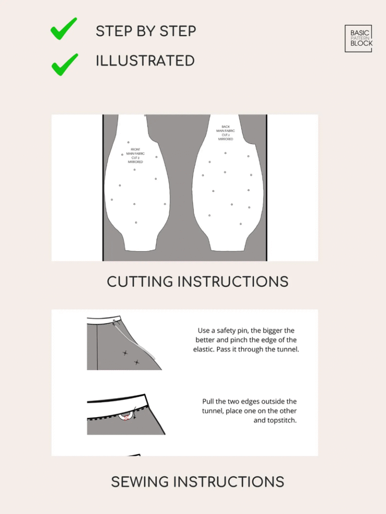 Loose Pants Gathering Stitches | Sewing | Basic Pattern Block