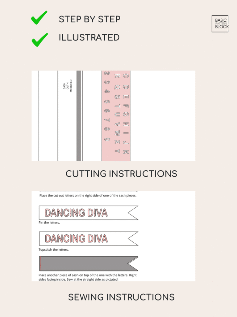 Sash Sewing Pattern | One Size | Basic Pattern Block
